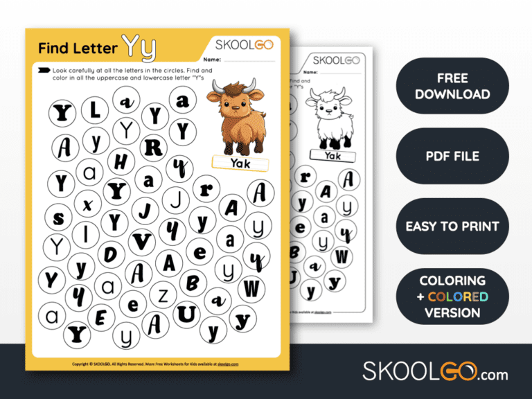 Find Letter E - Free Worksheet for Kids - SKOOLGO