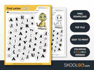 Find Letter A - Free Worksheet for Kids - SKOOLGO
