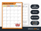February Calendar Worksheet - SKOOLGO