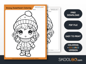 Snowy Sweetheart Coloring - Free Worksheet for Kids - SKOOLGO