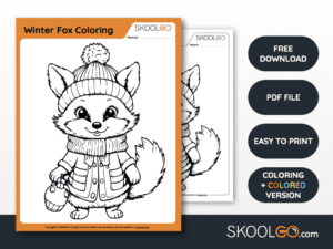 Winter Fox Coloring Worksheet - SKOOLGO