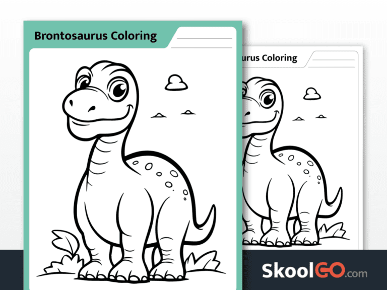 Free Brontosaurus Coloring Worksheet for Preschoolers