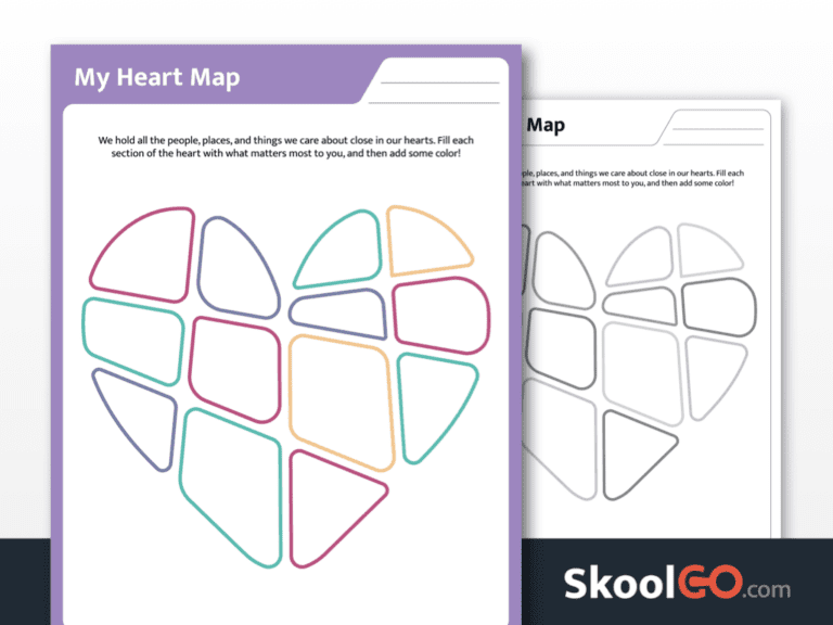 My Heart Map Worksheet for Kindergarten – 2nd Grade