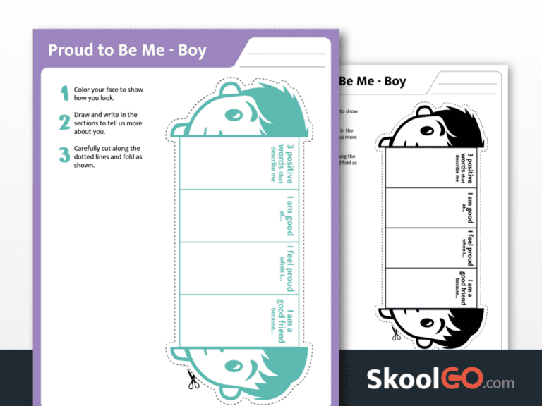 Proud to Be Me (Boy) Worksheet for Kids - Free Printable PDF