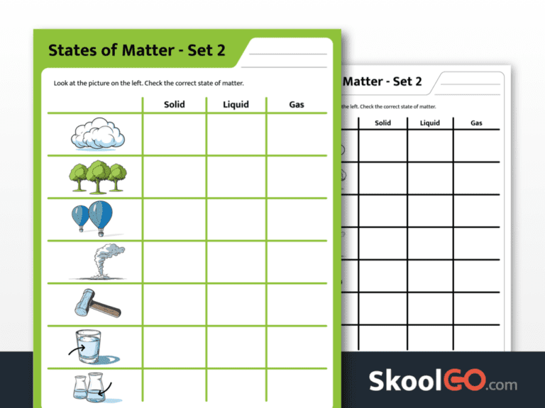 Free States of Matter Worksheet Set for Grades 1–4