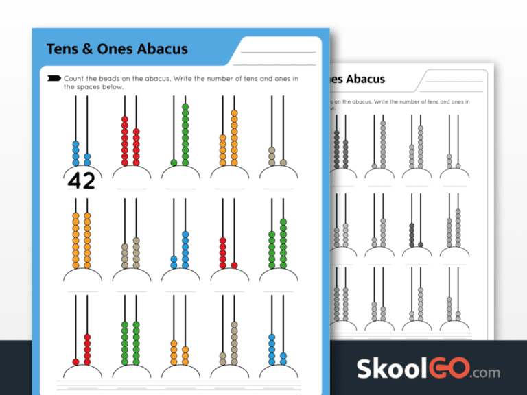 Free Tens & Ones Abacus Worksheet for Grades K-2