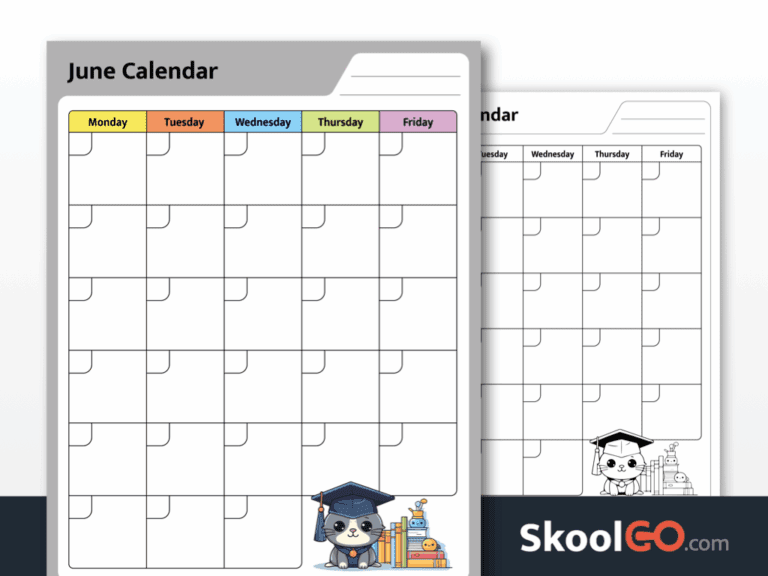 Free June Calendar Worksheet Printable PDF for Kids - SKOOLGO