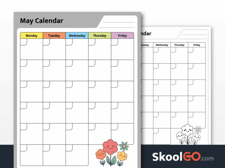 Free May Calendar Worksheet Printable PDF for Kids - SKOOLGO