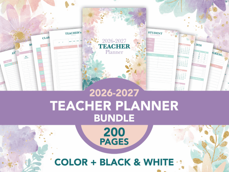 Free Watercolor Flowers Teacher Planner 2026-2027 | SkoolGO