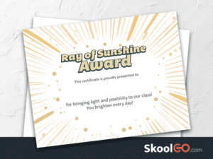 Free Ray of Sunshine Award Certificate Template (Printable PDF)